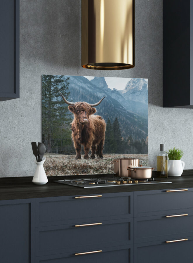 Highland Cow Print Splashback - Express Toughening Ltd