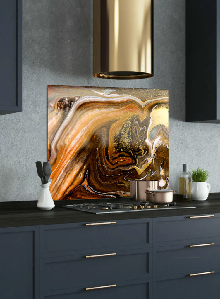 Gold Marble Printed Glass Splashback - Express Toughening Ltd