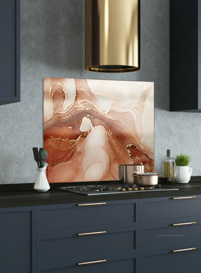 Golden Marble Printed Glass Splashback - Express Toughening Ltd