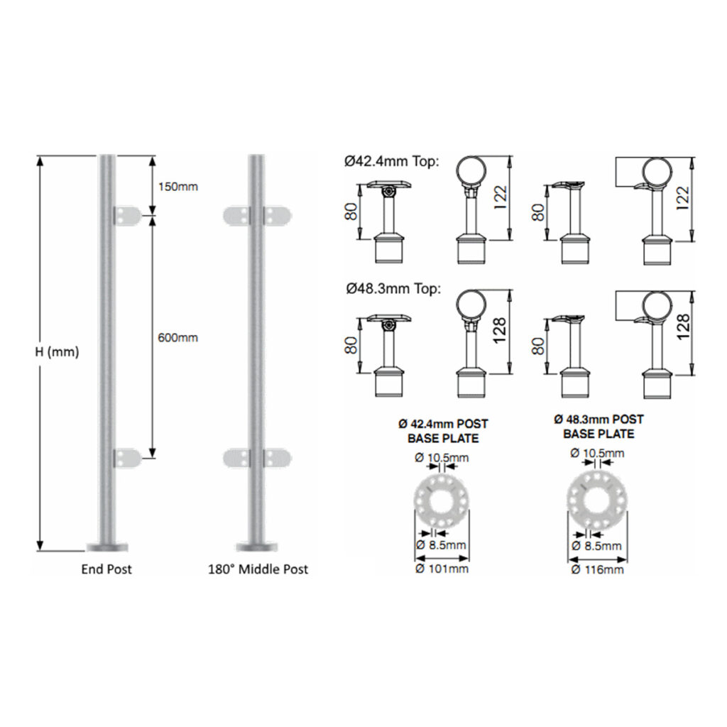 Glass Balustrade End Post - Express Toughening Ltd